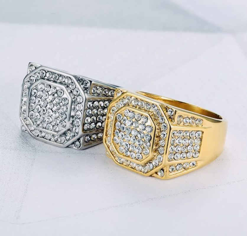 Men Ring Luxury Hip Hop Full Diamond Plated Stainless Steel - StavFashion