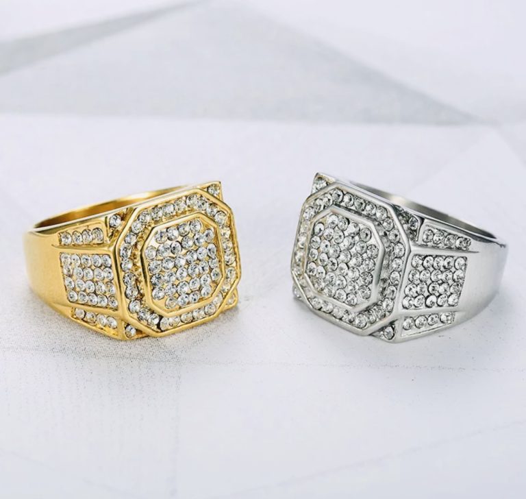 Men Ring Luxury Hip Hop Full Diamond Plated Stainless Steel - StavFashion