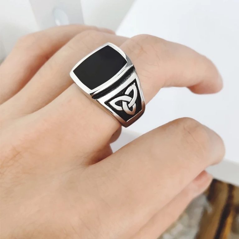 Mens Ring Vintage Style Antique Silver Stainless Steel - StavFashion