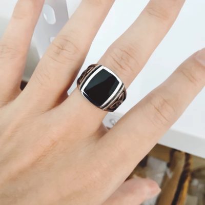 Mens Ring Vintage Style Antique Silver Stainless Steel - StavFashion