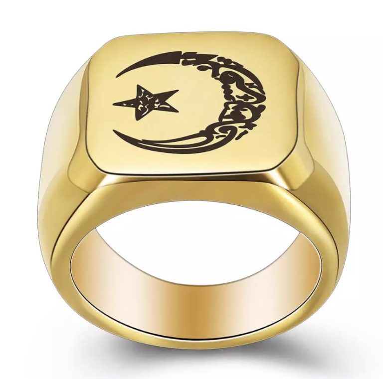 Print Rings For Men Square Ring With Moon And Star From Stainless Steel ...